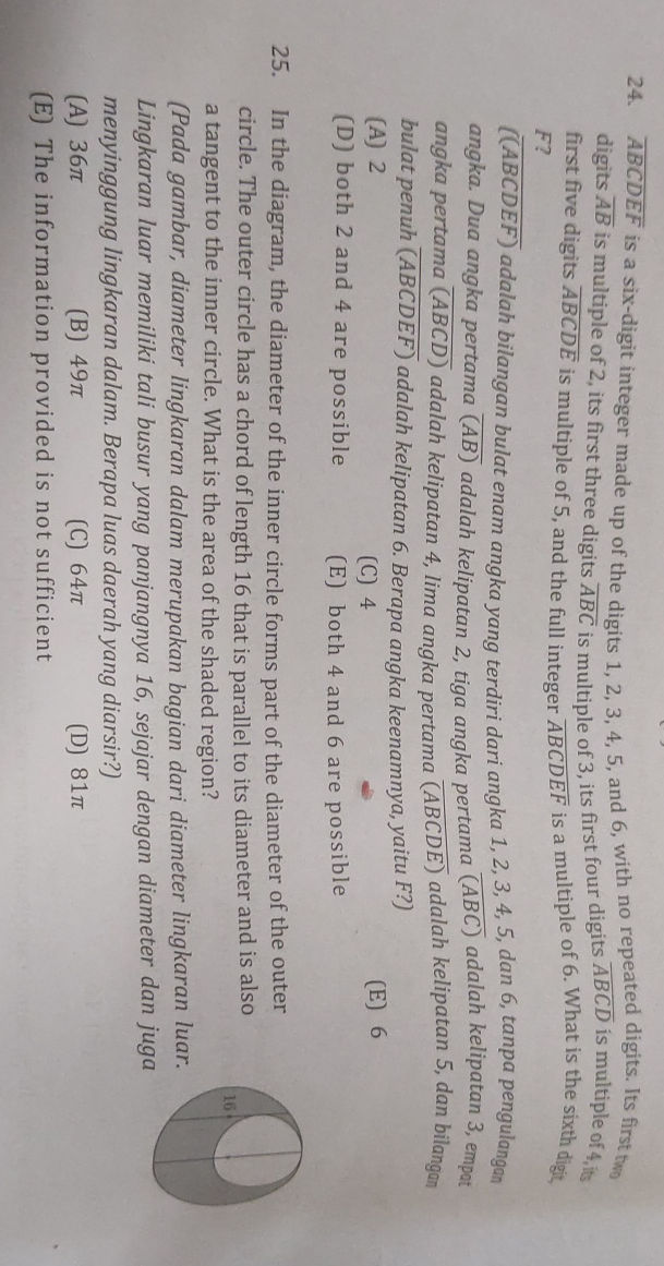24. ABCDEF is a six-digit integer made up of | StudyX