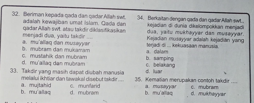 32. Beriman kepada qada dan qadar Allah swt. | StudyX