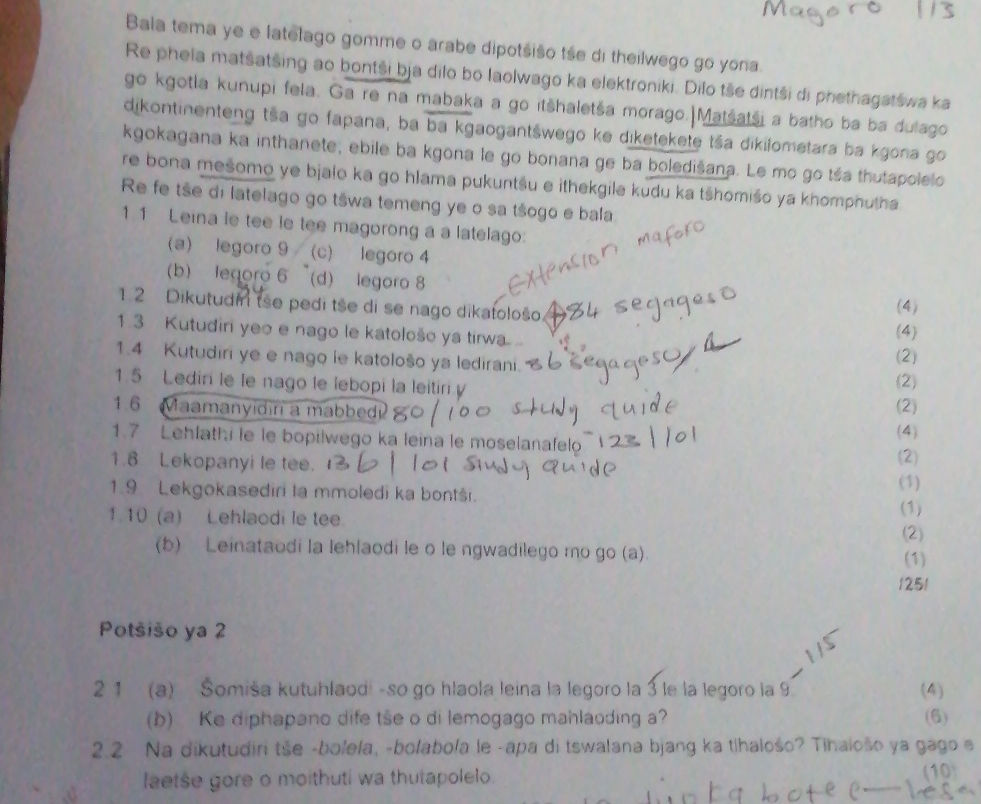 Bala tema ye e latelago gomme o arabe | StudyX