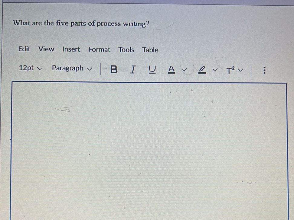 What are the five parts of process writing? | StudyX