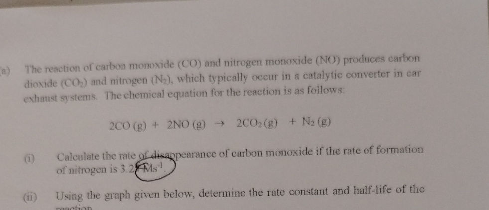 (a) The reaction of carbon monoxide (CO) and | StudyX