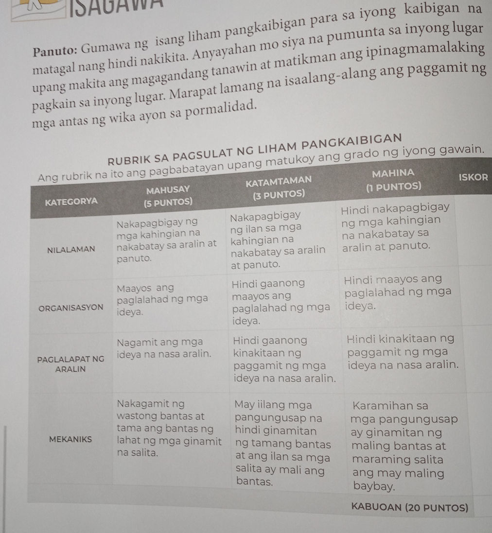 Panuto: Gumawa ng isang liham pangkaibigan | StudyX