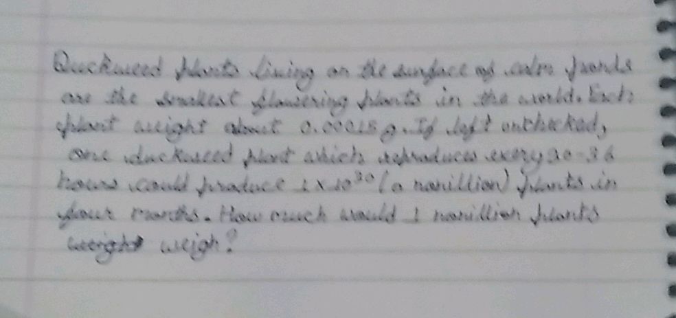 Quickweed plants living on the surface of | StudyX