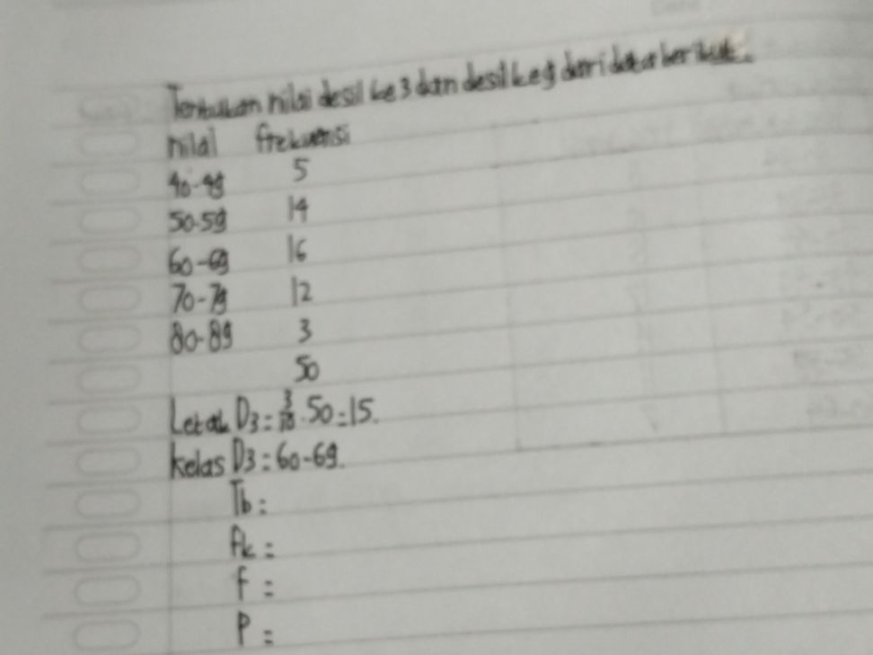 Tentukan nilai desil ke 3 dan desil ke 9 | StudyX Tentukan nilai desil ke 3 dan desil ke 9 | StudyX