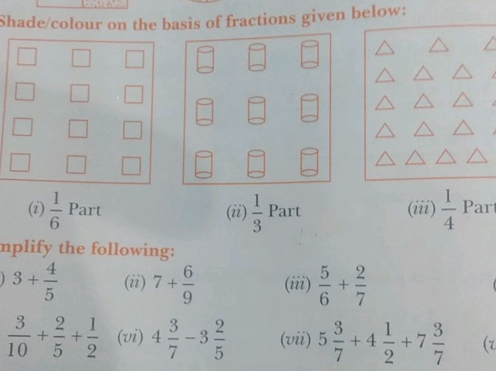 Shade/colour on the basis of fractions given | StudyX