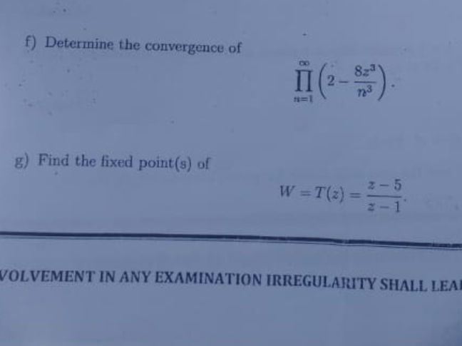 f) Determine the convergence of $ _{n=1}^{ | StudyX