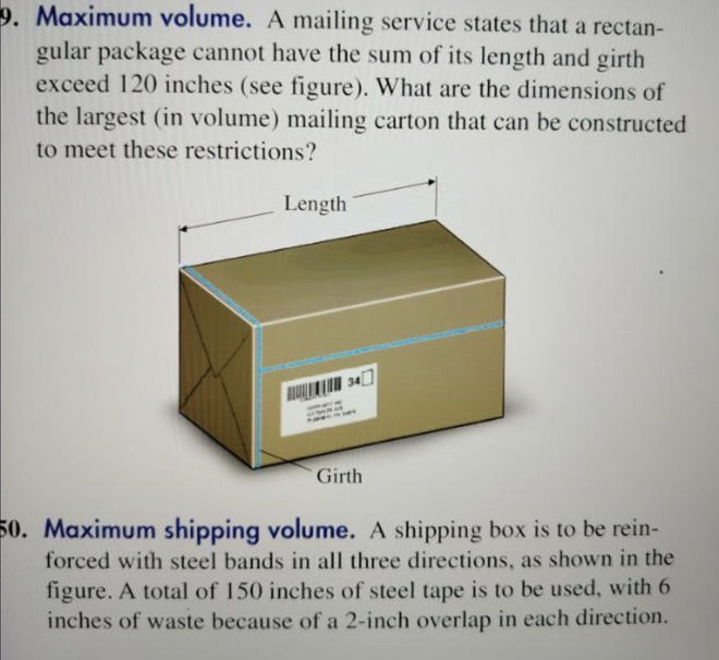 9. Maximum volume. A mailing service states | StudyX