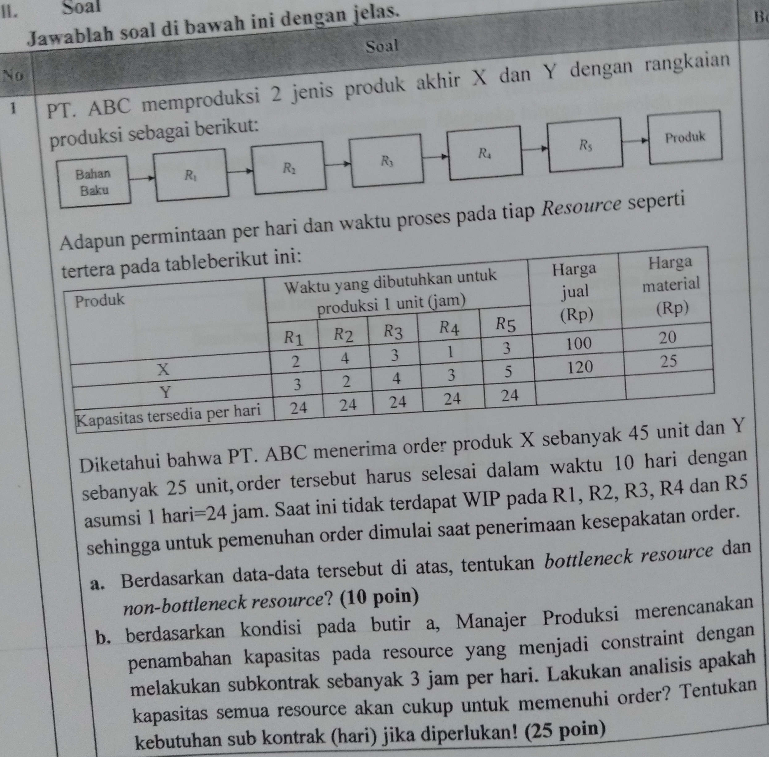 PT. ABC memproduksi 2 jenis produk akhir X | StudyX