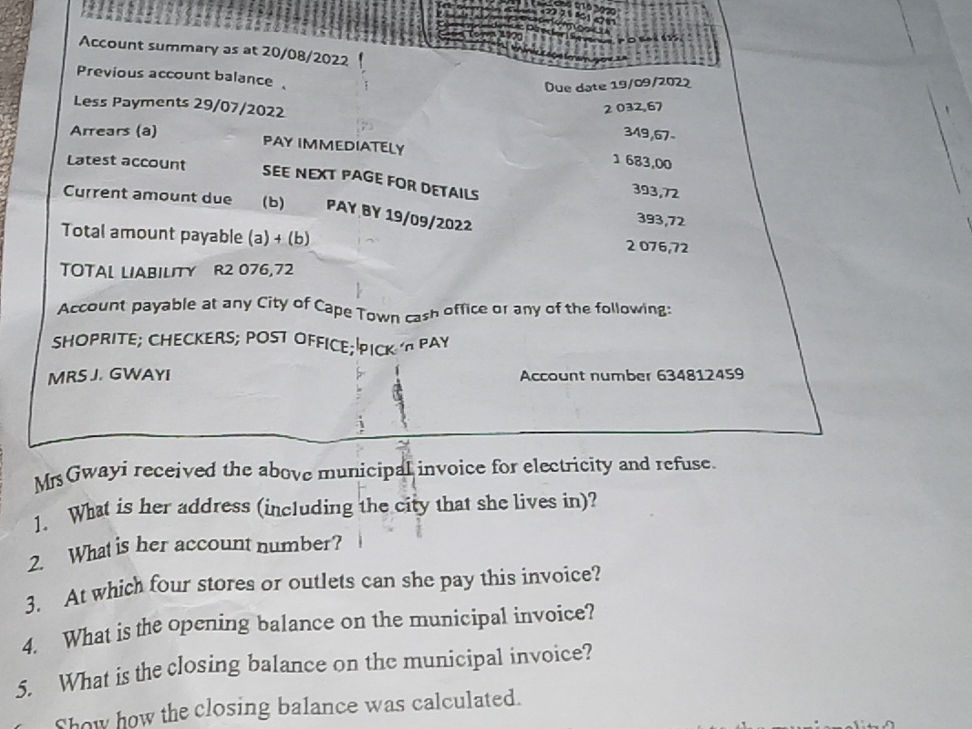Account summary as at 20/08/2022 Previous | StudyX