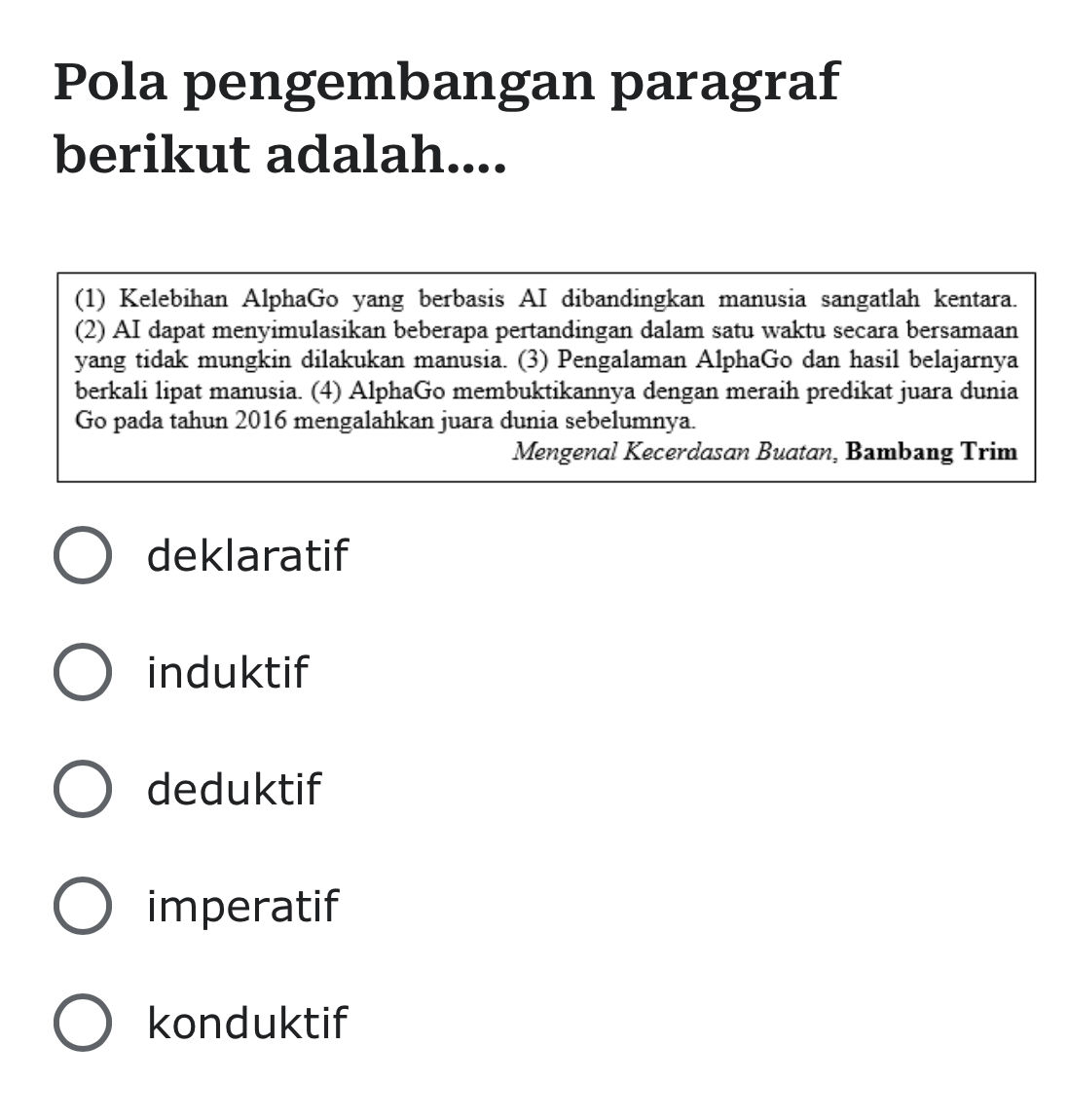 Pola pengembangan paragraf berikut | StudyX