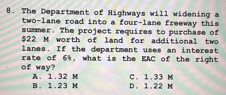 8. The Department of Highways will widening | StudyX