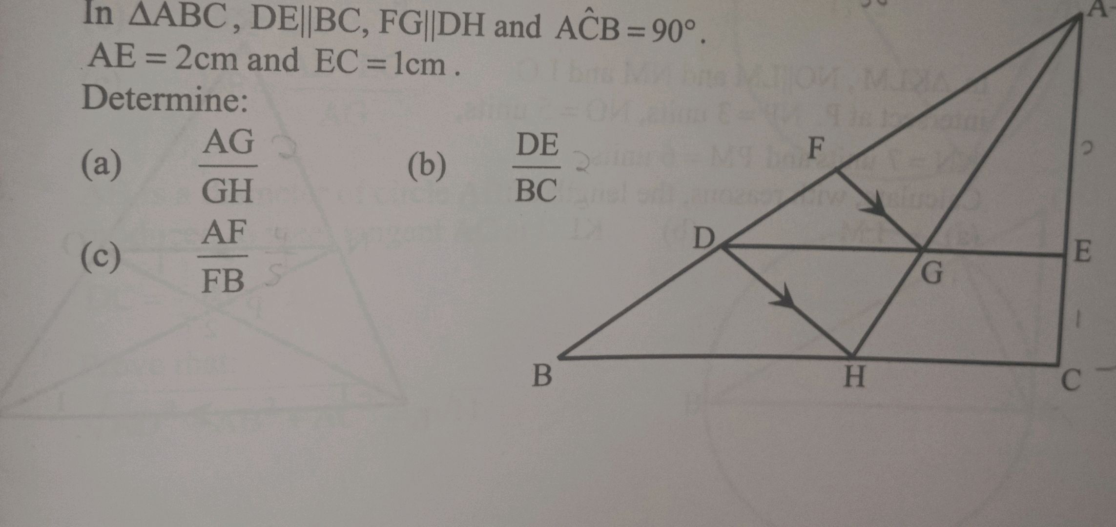 In $ ABC$, $DE BC$, $FG DH$ and $ ACB | StudyX