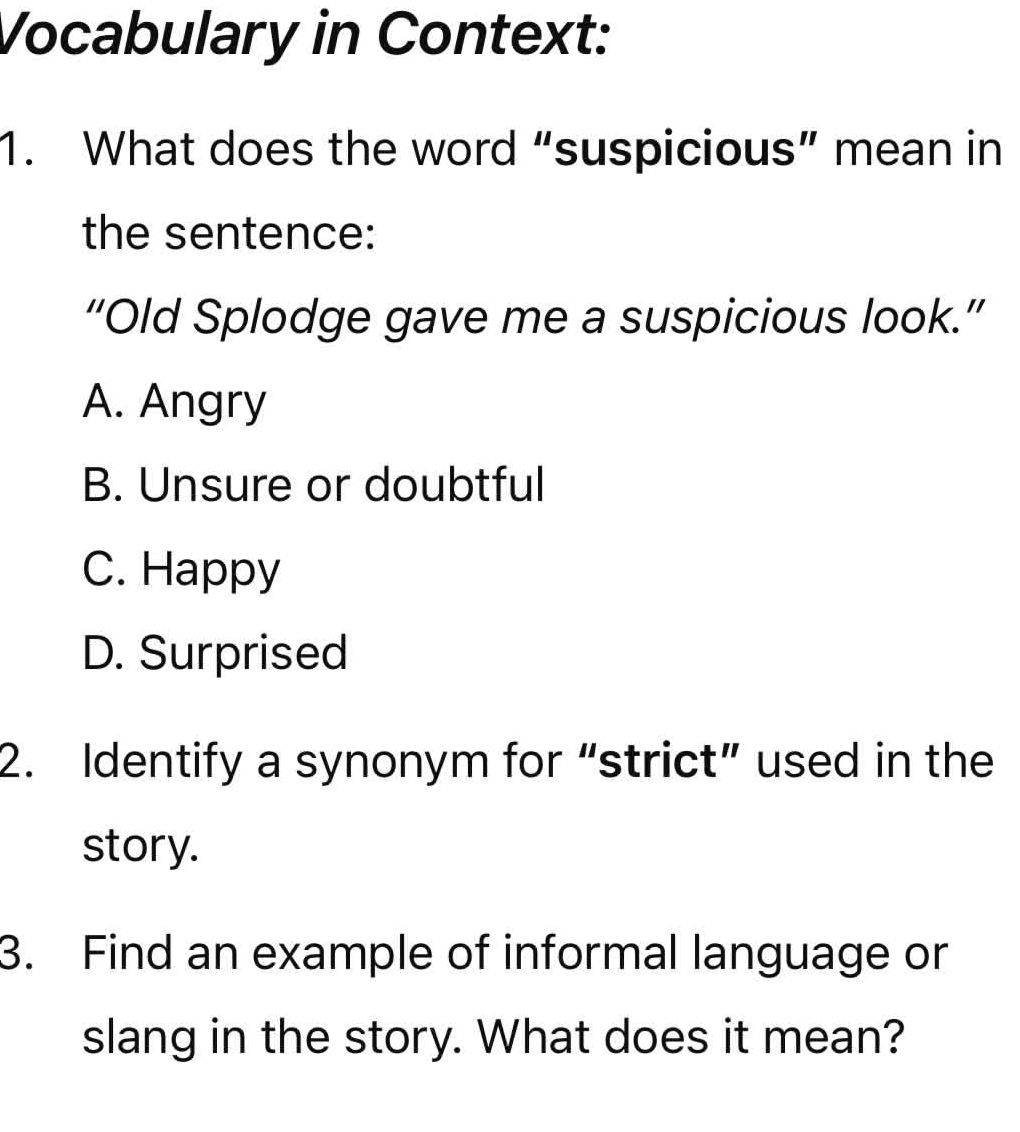 1. What does the word "suspicious" mean in | StudyX