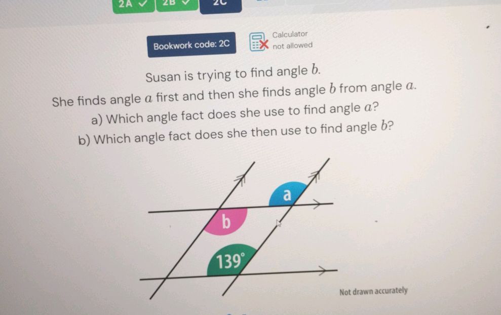 Susan is trying to find angle *b*. She | StudyX
