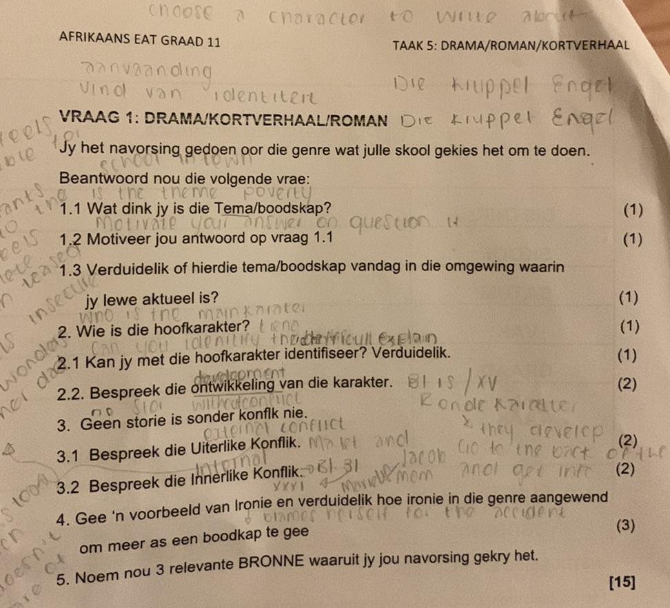 VRAAG 1: DRAMA/KORTVERHAAL/ROMAN Die Kruppel