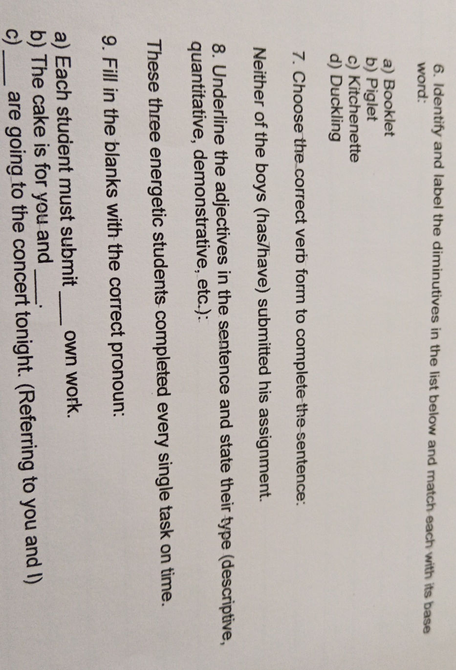 6. Identify and label the diminutives in the | StudyX