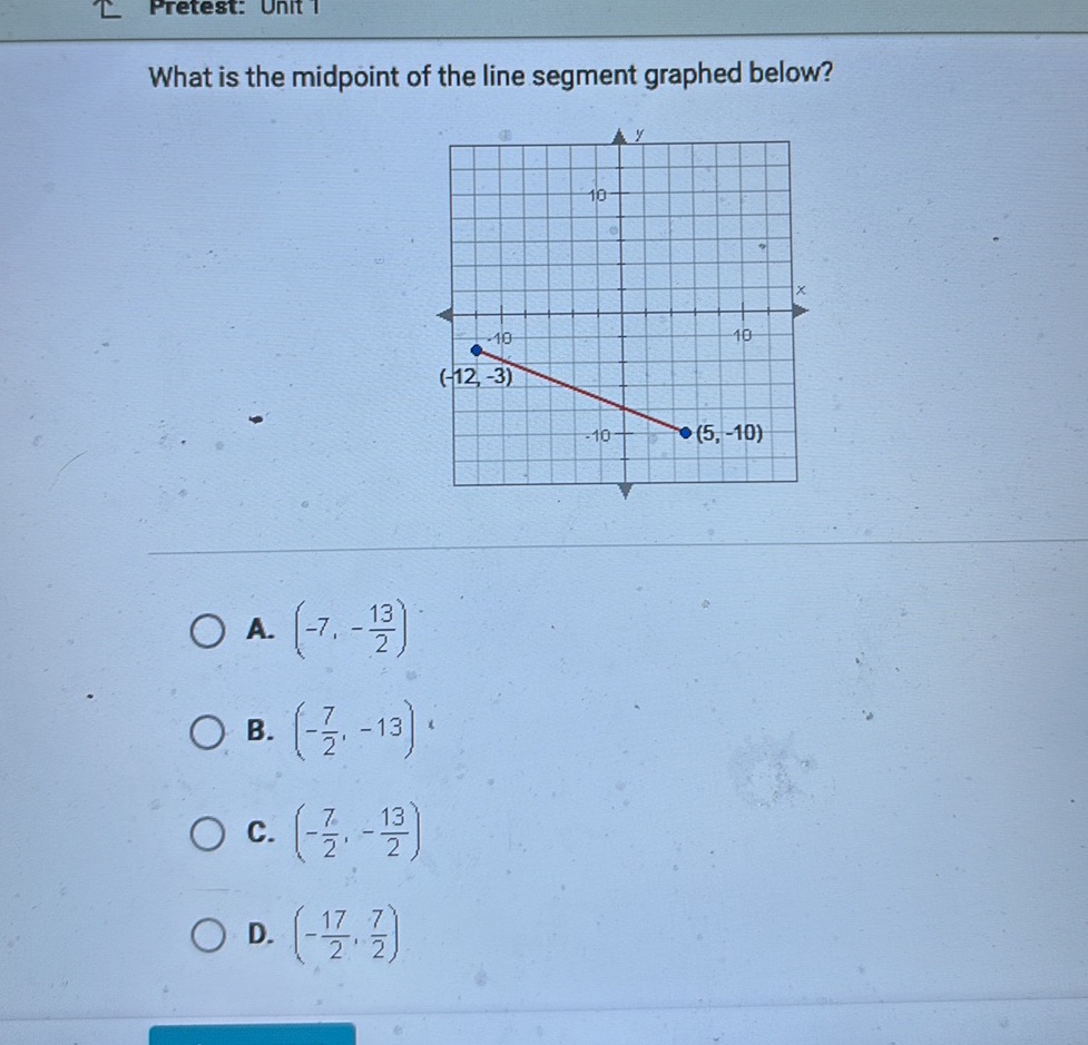 What is the midpoint of the line segment | StudyX