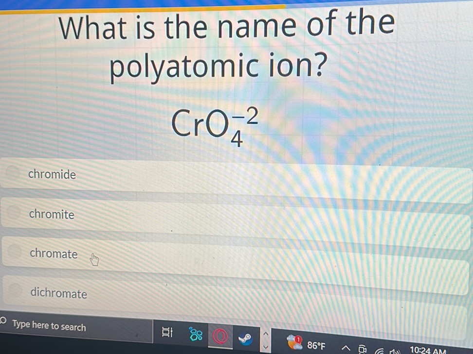 What is the name of the polyatomic ion? | StudyX