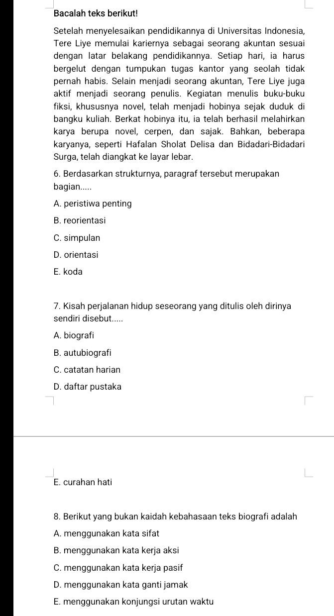 6. Berdasarkan strukturnya, paragraf | StudyX