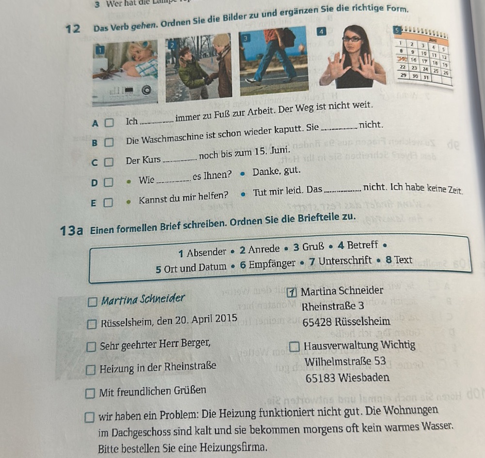12 Das Verb gehen. Ordnen Sie die Bilder zu | StudyX