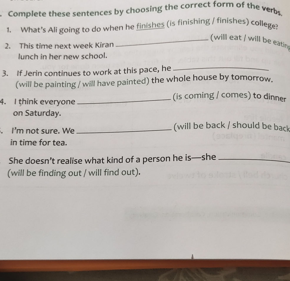 Complete these sentences by choosing the | StudyX