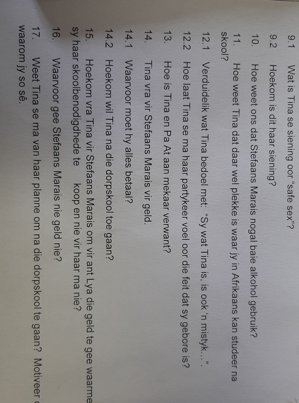 9.1 Wat is Tina se siening oor "safe sex"? | StudyX