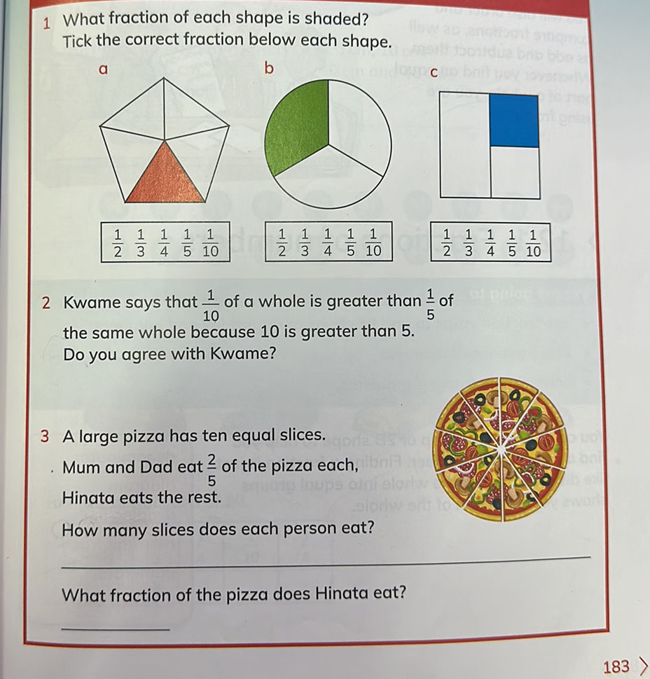 1. What fraction of each shape is shaded? | StudyX