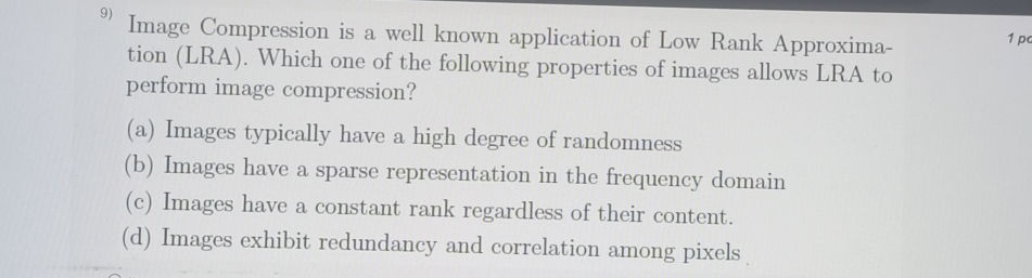 9) Image Compression is a well known | StudyX