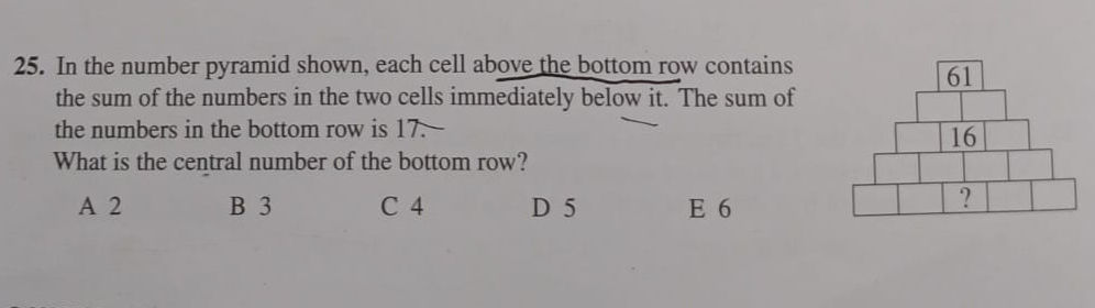 25. In the number pyramid shown, each cell | StudyX