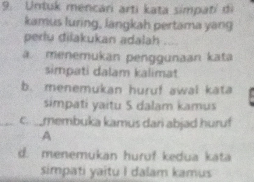 9. Untuk mencari arti kata simpati di kamus | StudyX