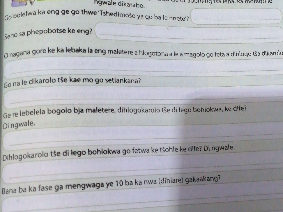 Go bolelwa ka eng ge go thwe 'Tshedimošo ya | StudyX