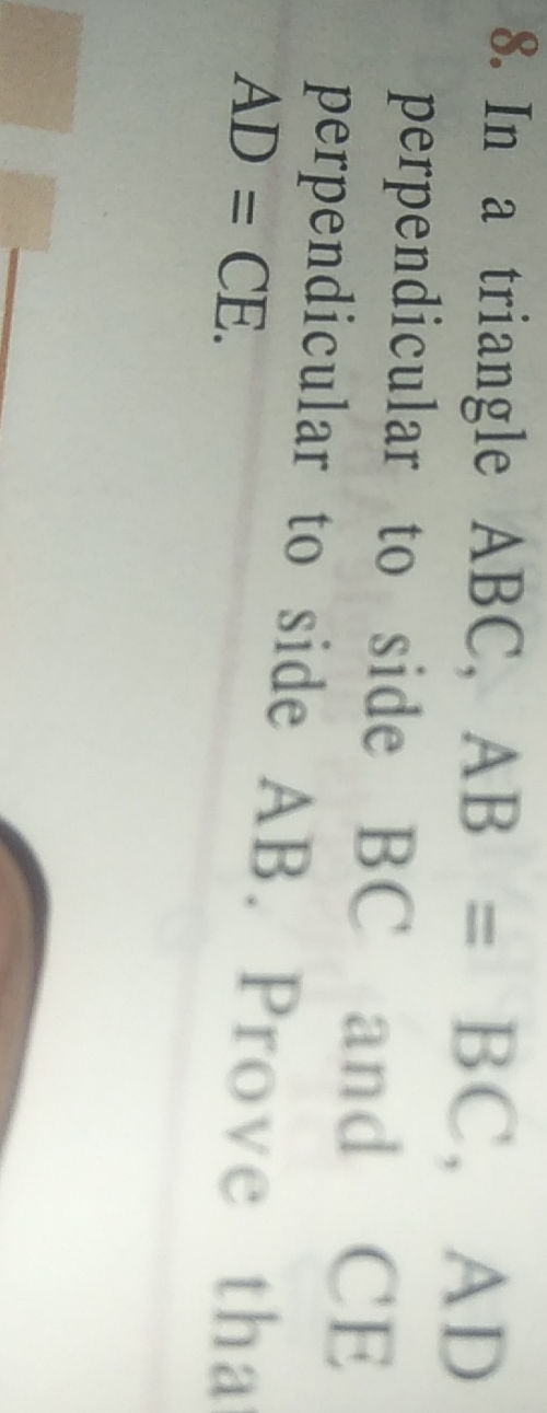 8. In a triangle ABC, AB = BC, AD | StudyX