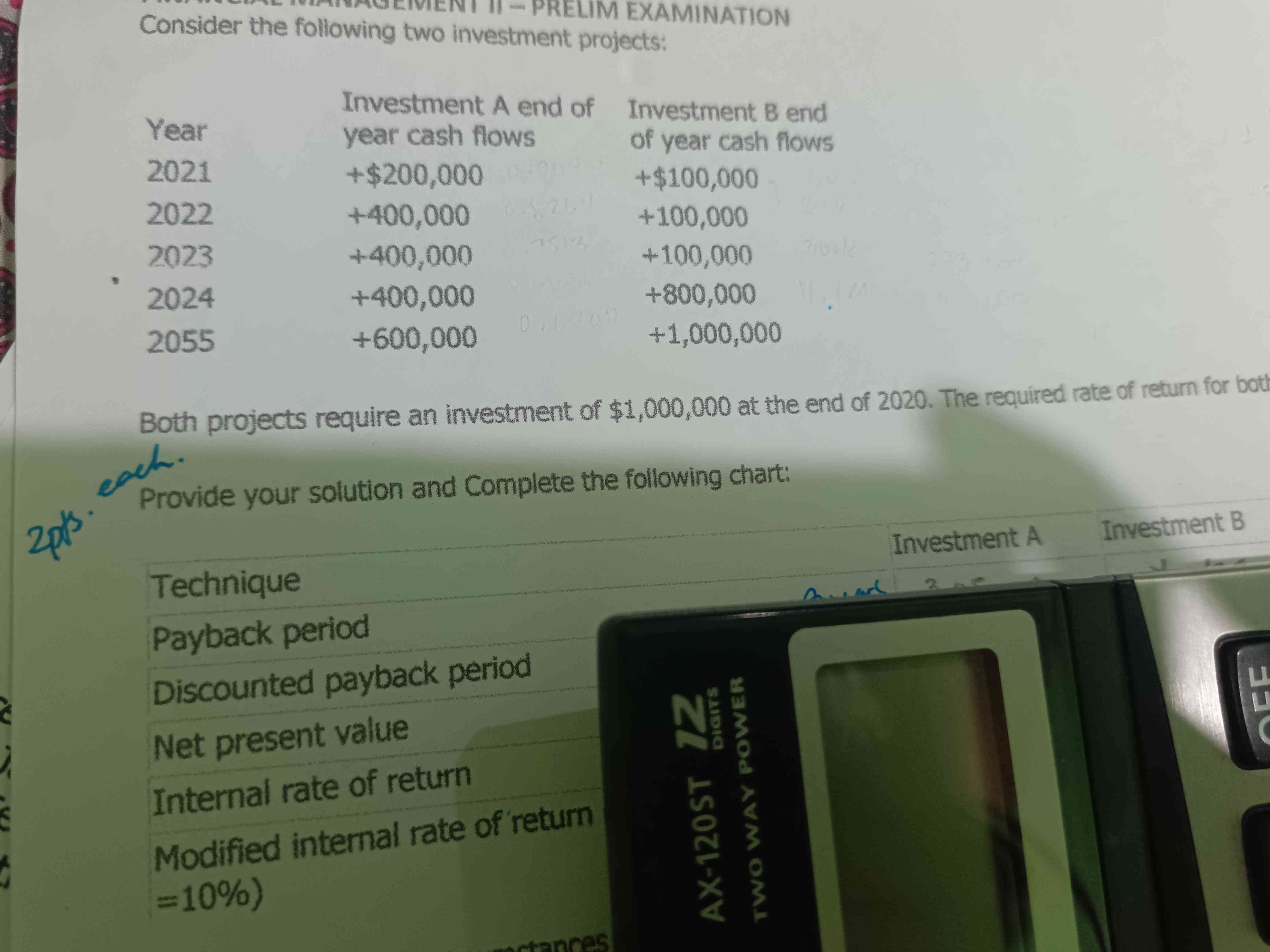 Consider the following two investment | StudyX