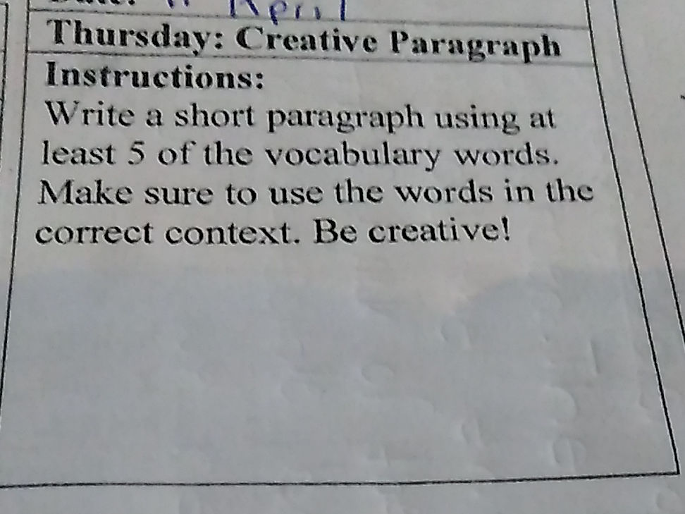 Instructions: Write a short paragraph using | StudyX