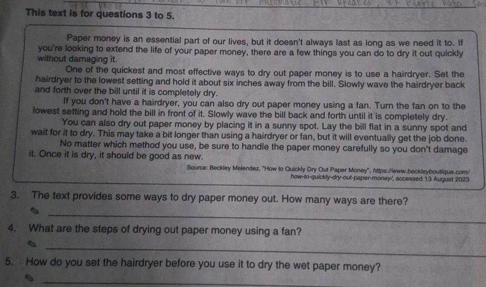 3. The text provides some ways to dry paper | StudyX