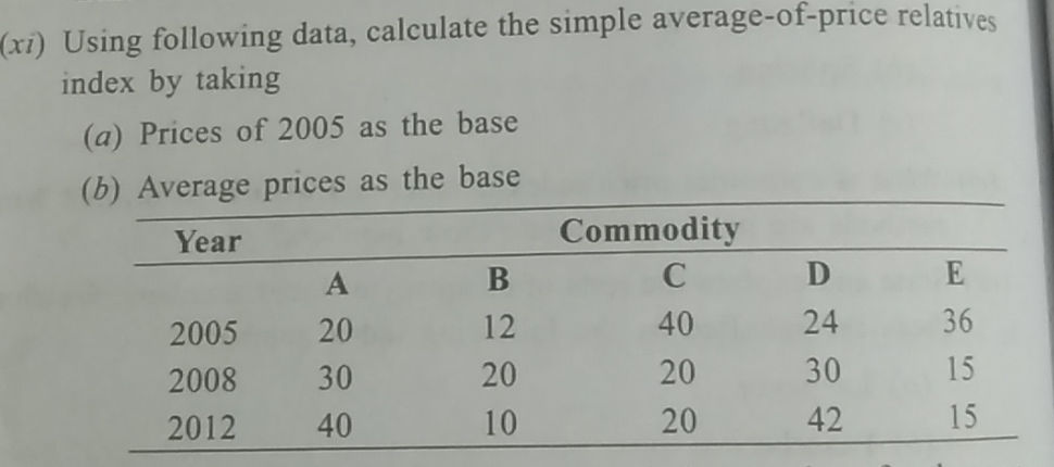 (xi) Using following data, calculate the | StudyX