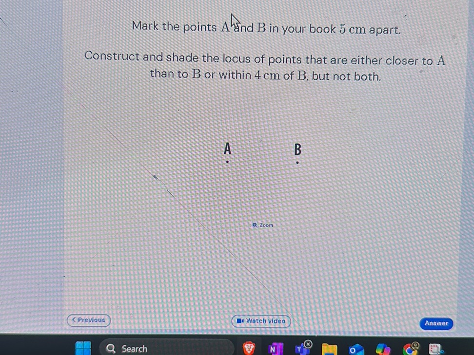 Mark the points A and B in your book 5 cm | StudyX