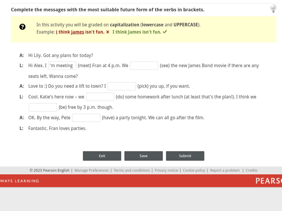 Complete the messages with the most suitable | StudyX