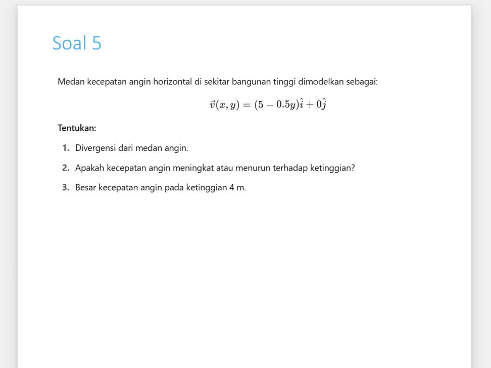 Medan kecepatan angin horizontal di sekitar | StudyX