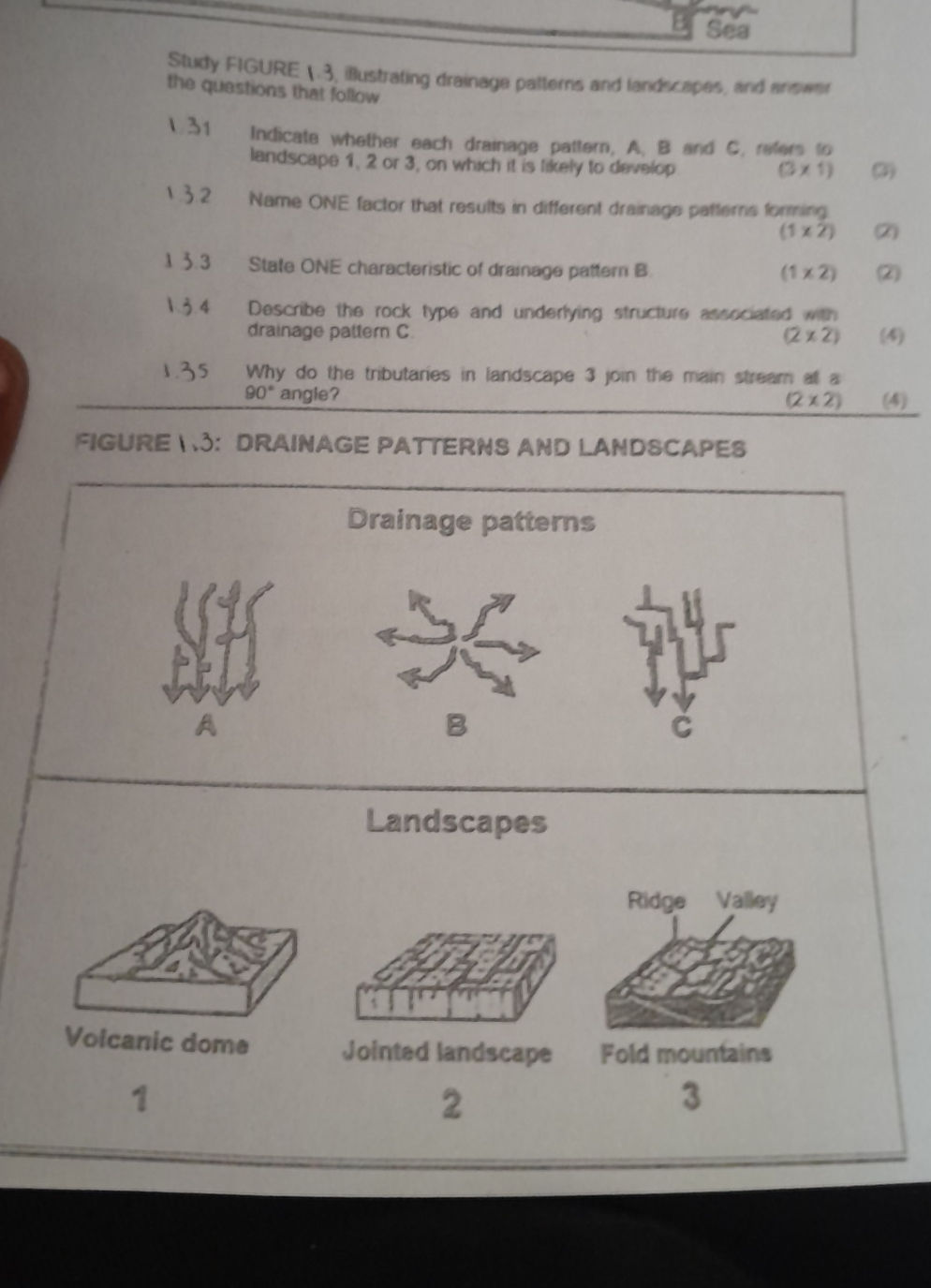 1.31 Indicate whether each drainage pattern, | StudyX