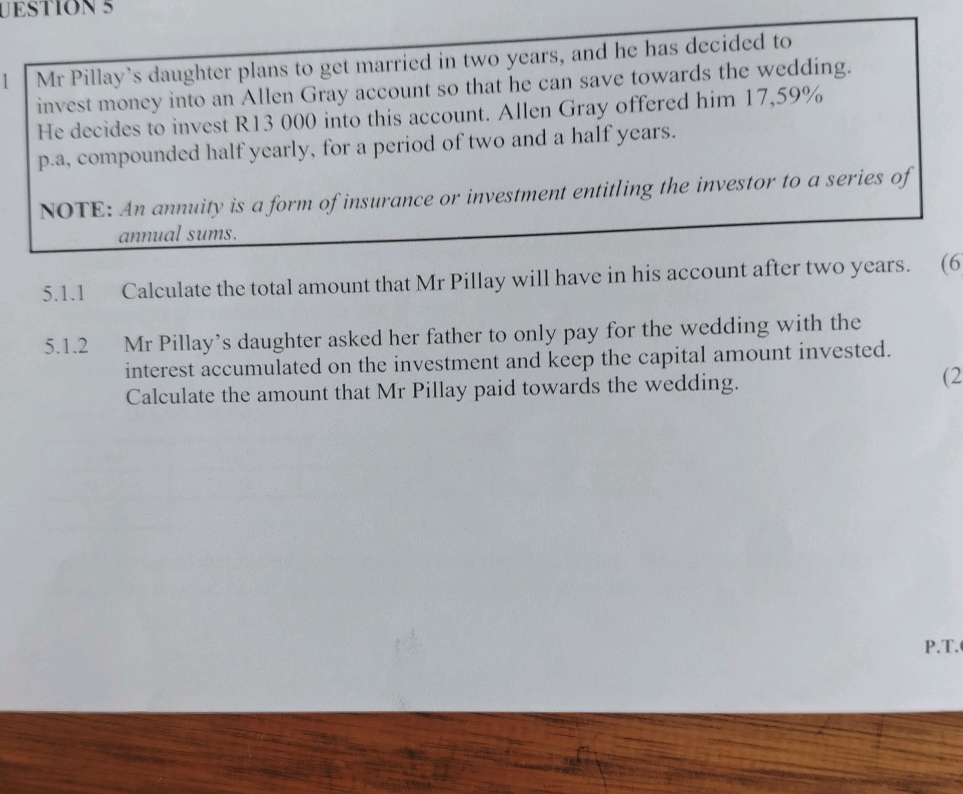 1. Mr Pillay's daughter plans to get married | StudyX