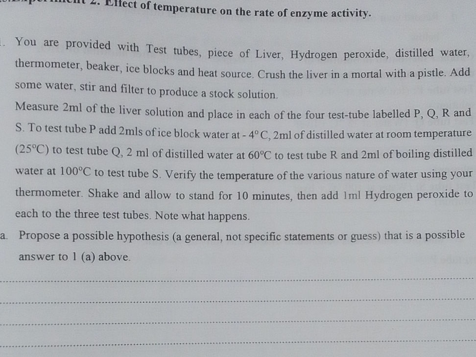 2. Effect of temperature on the rate of | StudyX