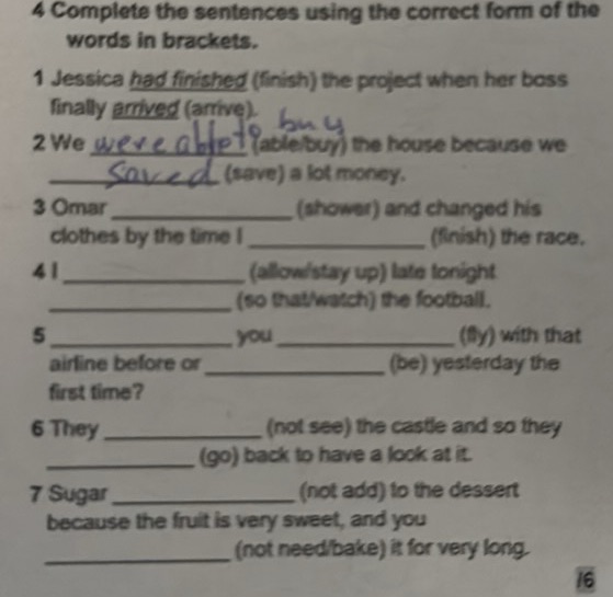 4 Complete the sentences using the correct | StudyX