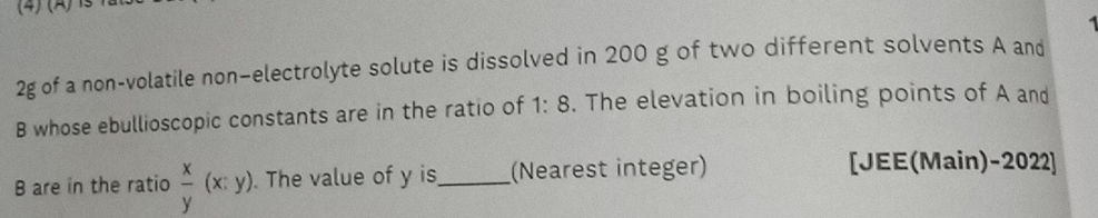 2g of a non-volatile non-electrolyte solute | StudyX