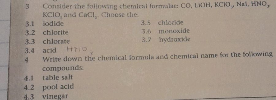 3 Consider the following chemical formulae: | StudyX