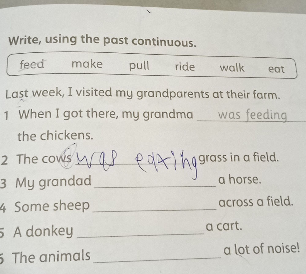 Write, using the past continuous. feed make | StudyX