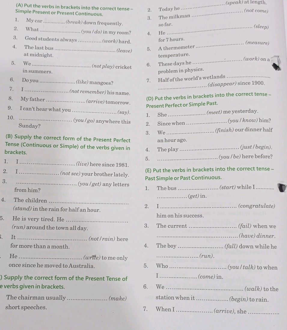 (A) Put the verbs in brackets into the | StudyX