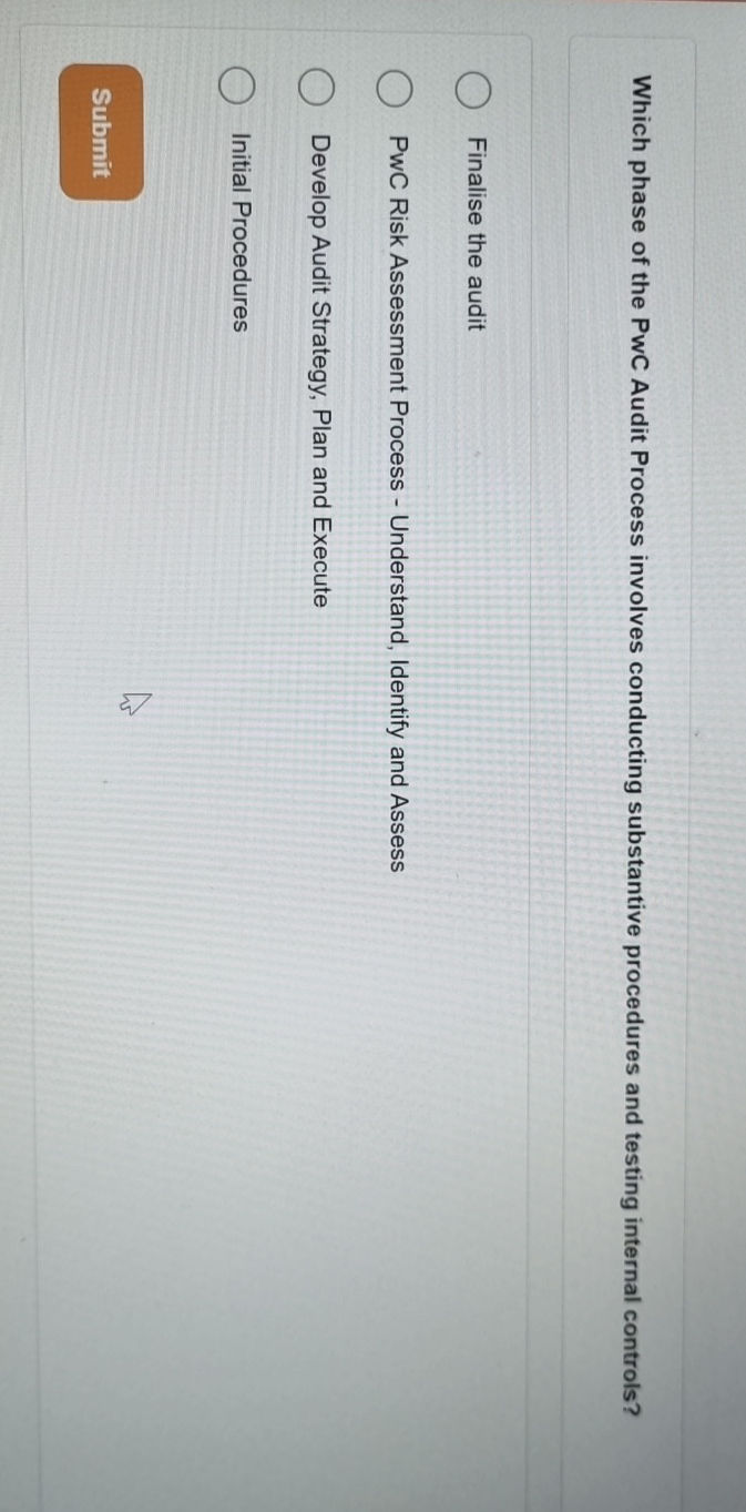 Which phase of the PwC Audit Process | StudyX