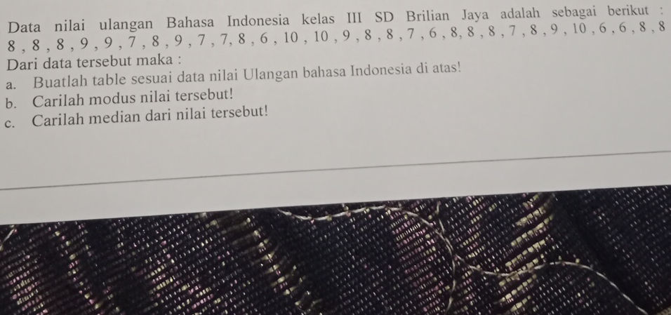 Data nilai ulangan Bahasa Indonesia kelas | StudyX