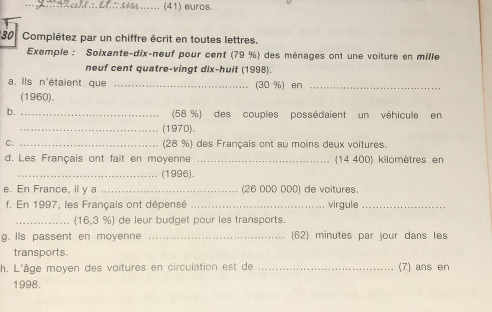 30 Complétez par un chiffre écrit en toutes | StudyX